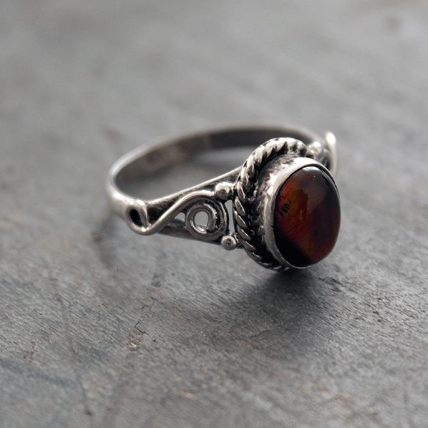 Indian silver and tiger stone ring by Pankaj Indian online jewelry